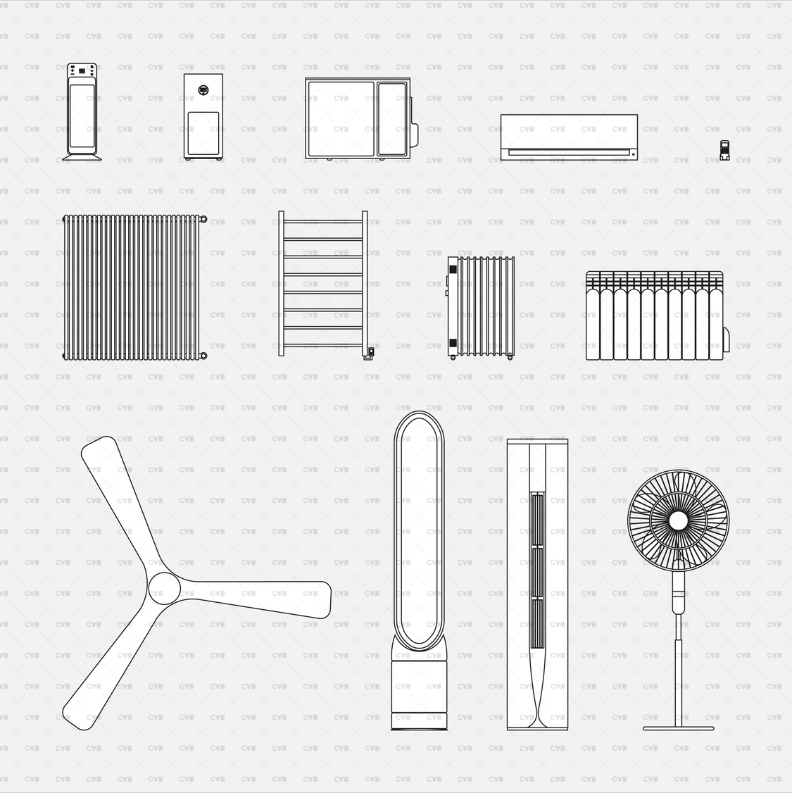 DYNAMIC CAD BLOCKS | 13 HVAC and Air Purifiers Equipment | CADasBuilt ...