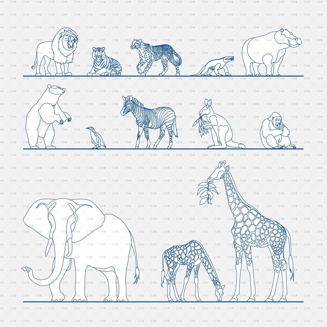 Download 13 Zoo Animals | DYNAMIC CAD BLOCKS | CADasBuilt – cadasbuilt
