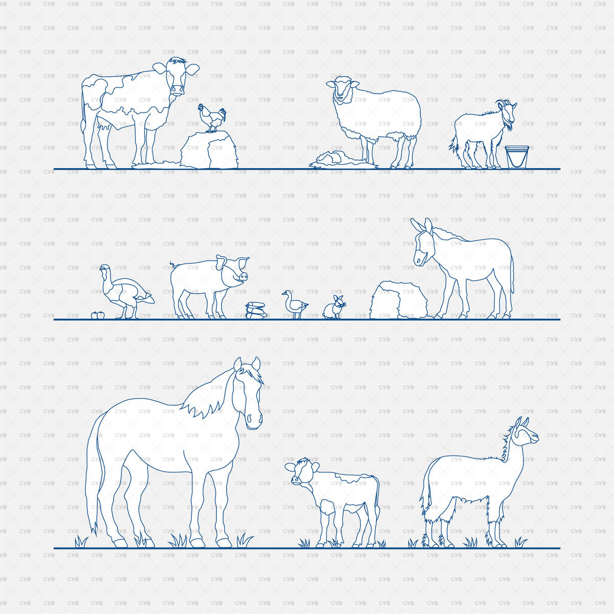 Download 12 Farm Animals | DYNAMIC CAD BLOCKS | CADasBuilt – cadasbuilt