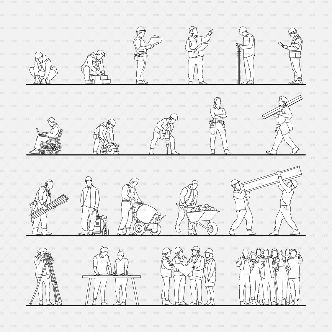 CAD Blocks and Vector People at a Construction Site – cadasbuilt