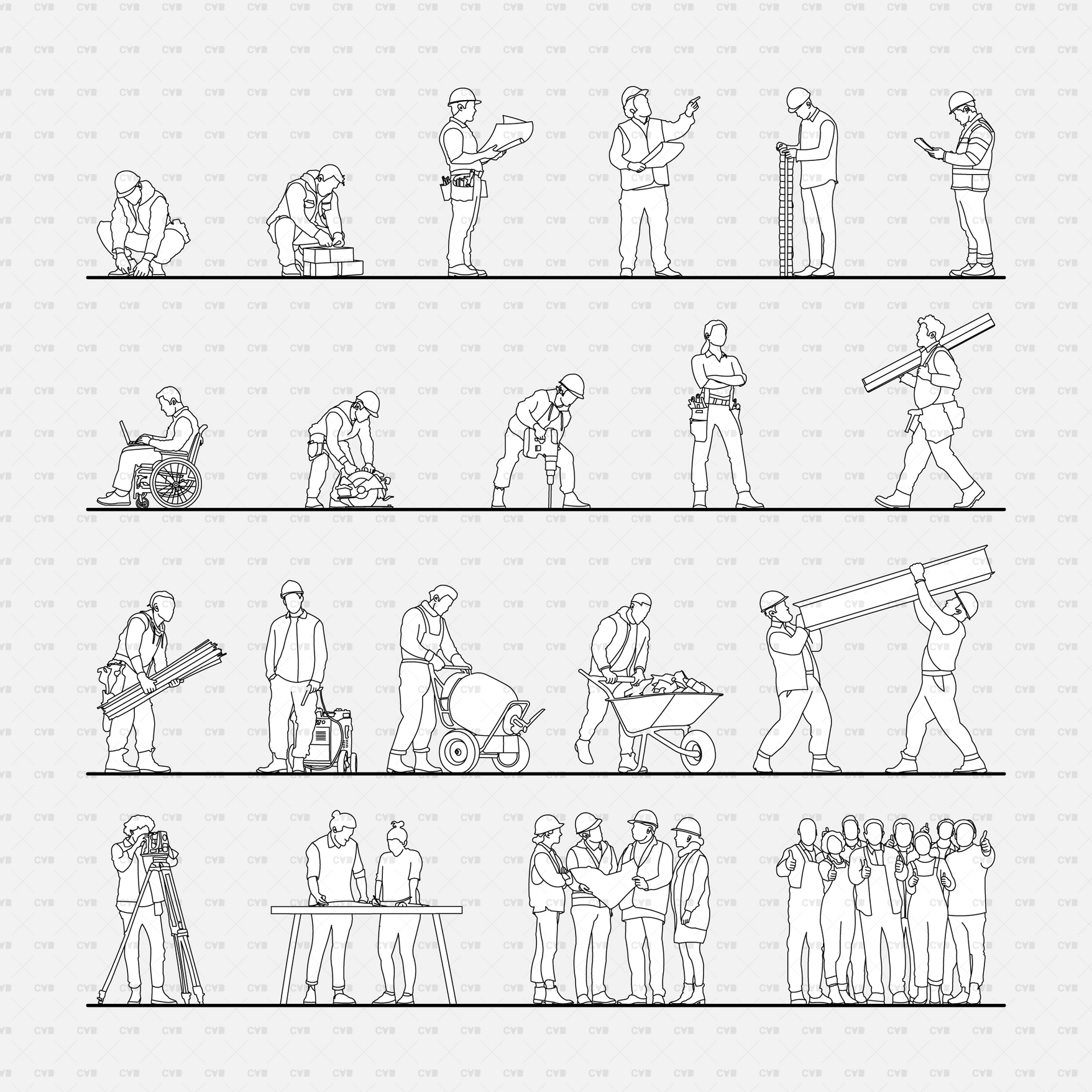 CAD Blocks and Vector People at a Construction Site – cadasbuilt