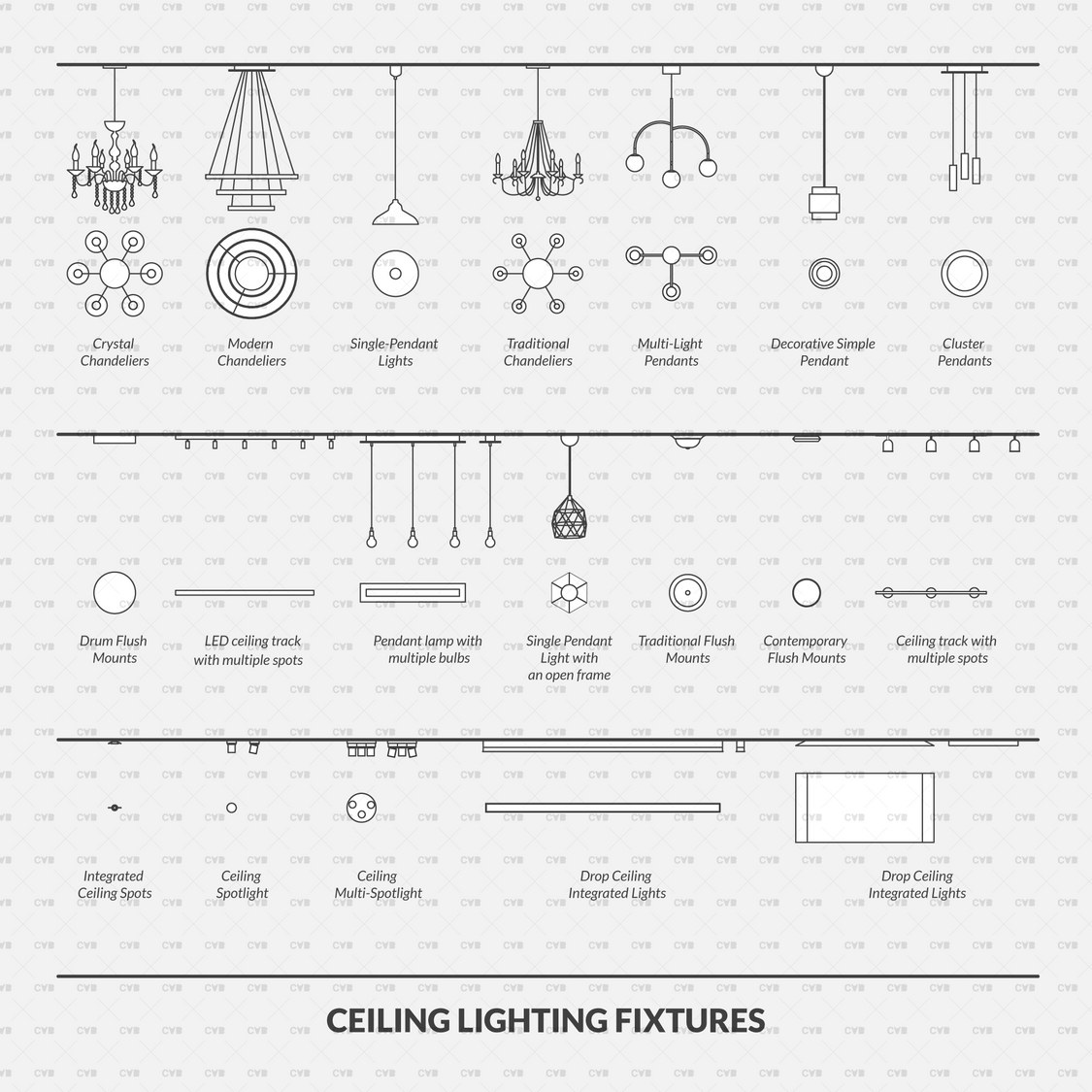 Download 148 Lighting Fixtures | DYNAMIC CAD BLOCKS | CADasBuilt ...