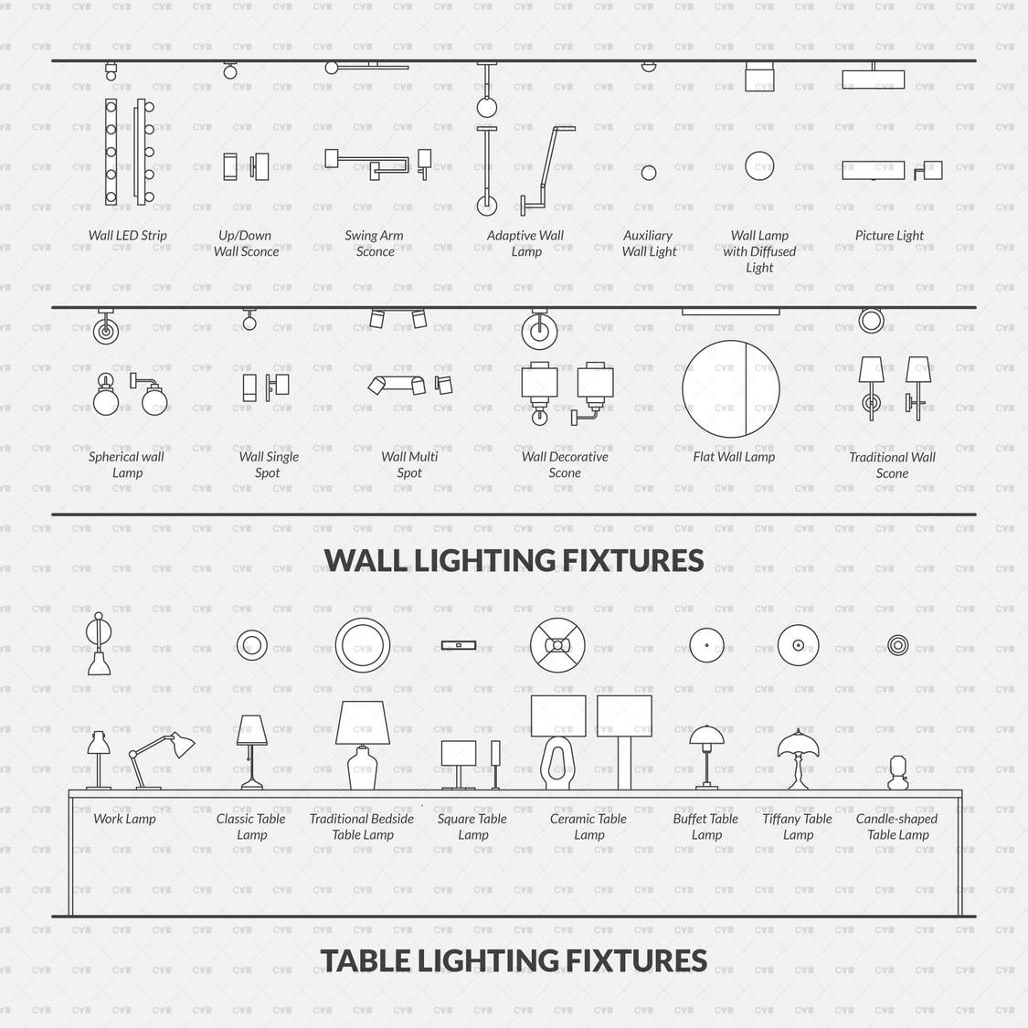 Download 148 Lighting Fixtures | DYNAMIC CAD BLOCKS | CADasBuilt ...