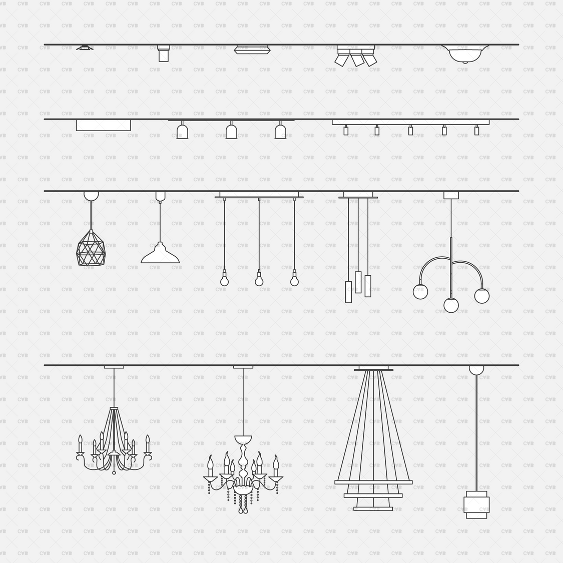 Download 17 Ceiling Lamps | DYNAMIC CAD BLOCKS | CADasBuilt – cadasbuilt