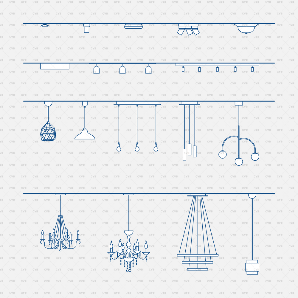 Lighting CAD Blocks – Wall, Ceiling & Track Lamps | CADasBuilt – cadasbuilt