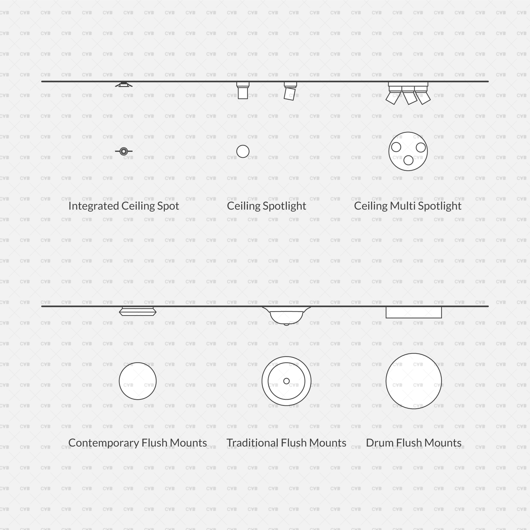 Download 17 Ceiling Lamps | DYNAMIC CAD BLOCKS | CADasBuilt – cadasbuilt