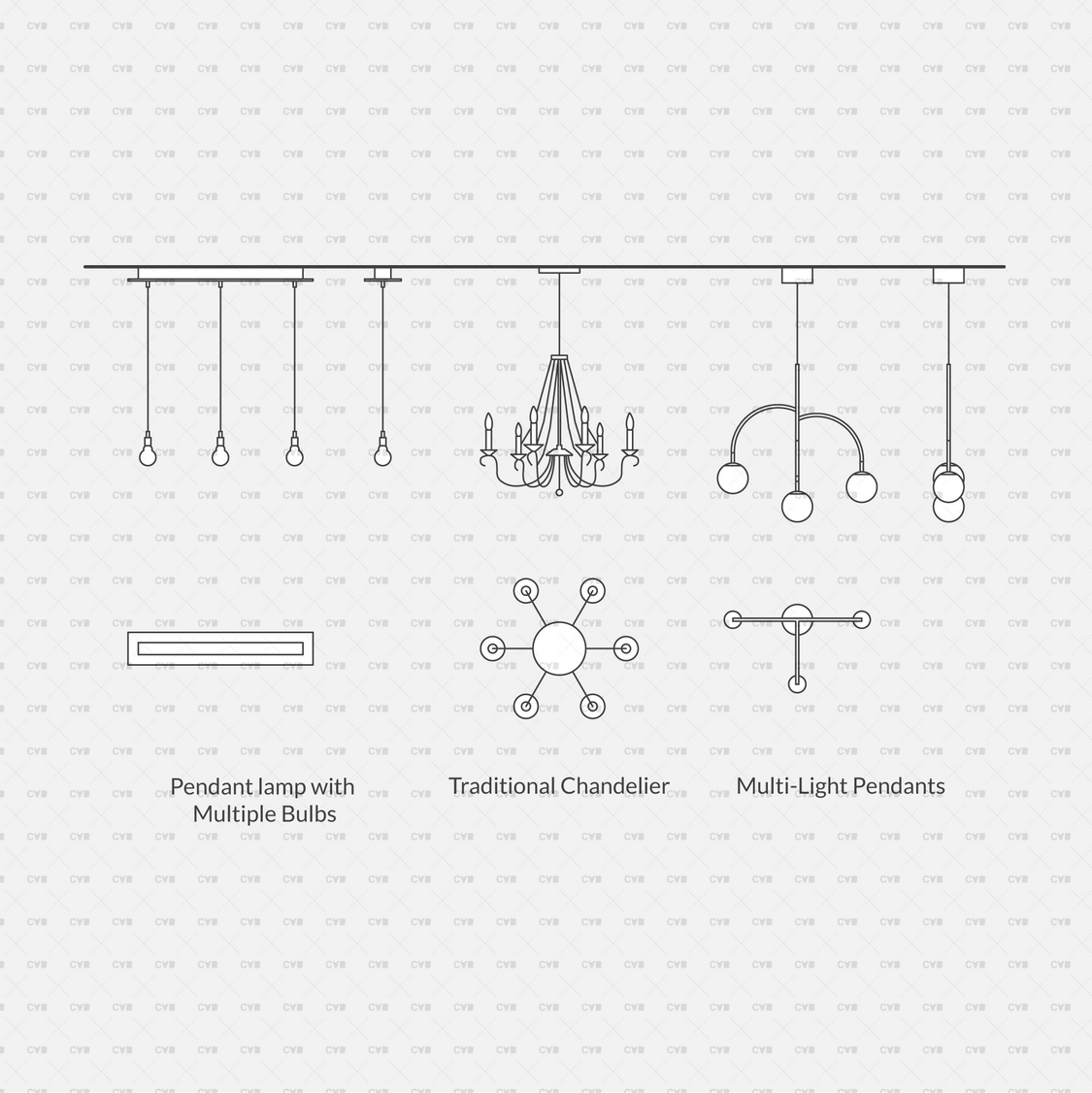 Download 17 Ceiling Lamps | DYNAMIC CAD BLOCKS | CADasBuilt – cadasbuilt