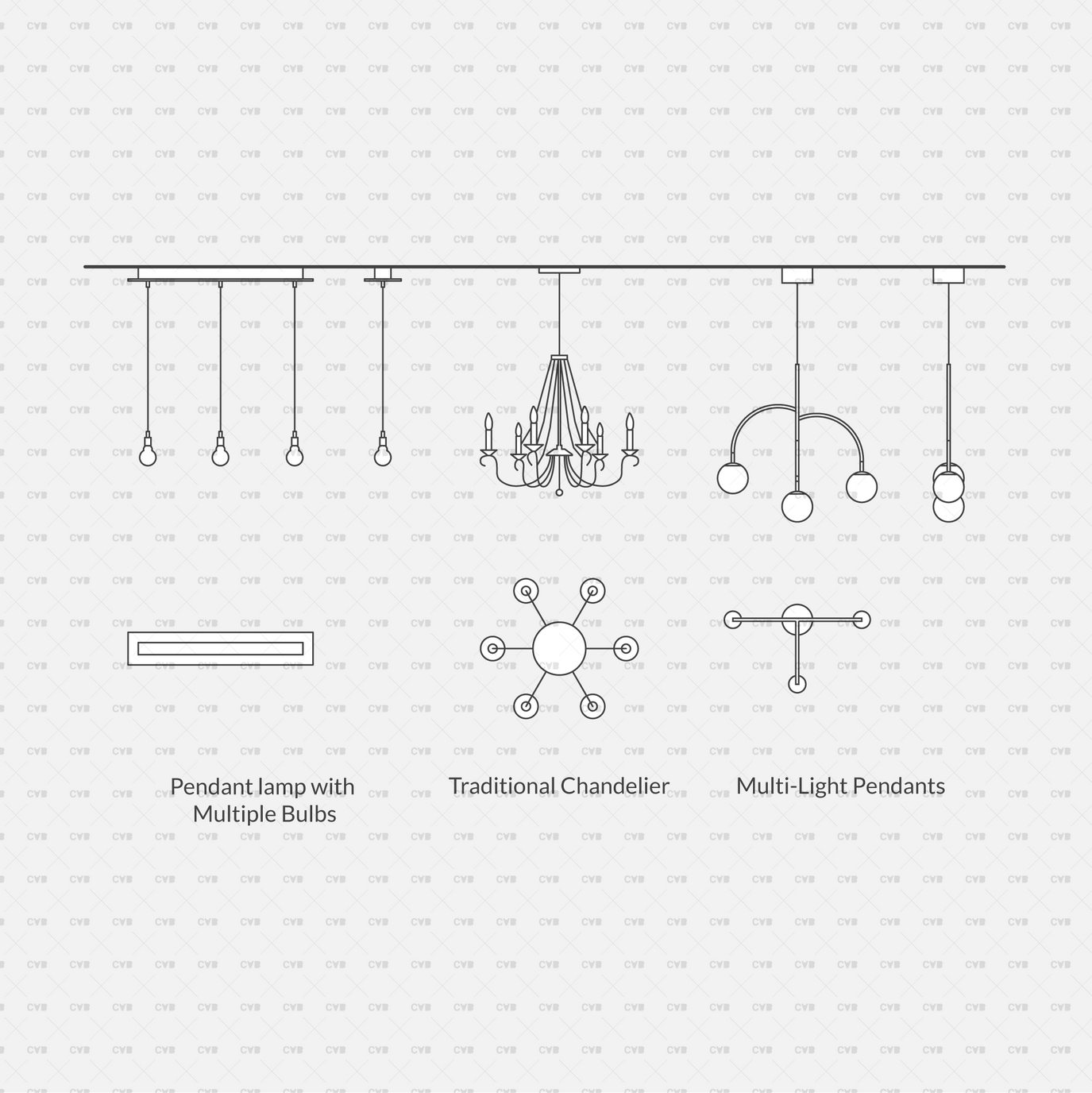 Download 17 Ceiling Lamps | DYNAMIC CAD BLOCKS | CADasBuilt – cadasbuilt