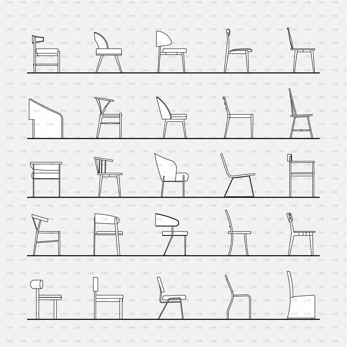 Download CAD Dynamic Blocks and Vector Dining Chairs | CADasBuilt ...