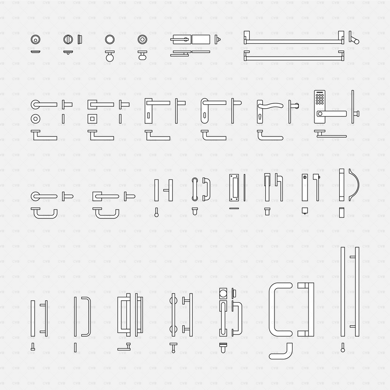 Download CAD Dynamic Blocks Door Handles | CADasBuilt – cadasbuilt