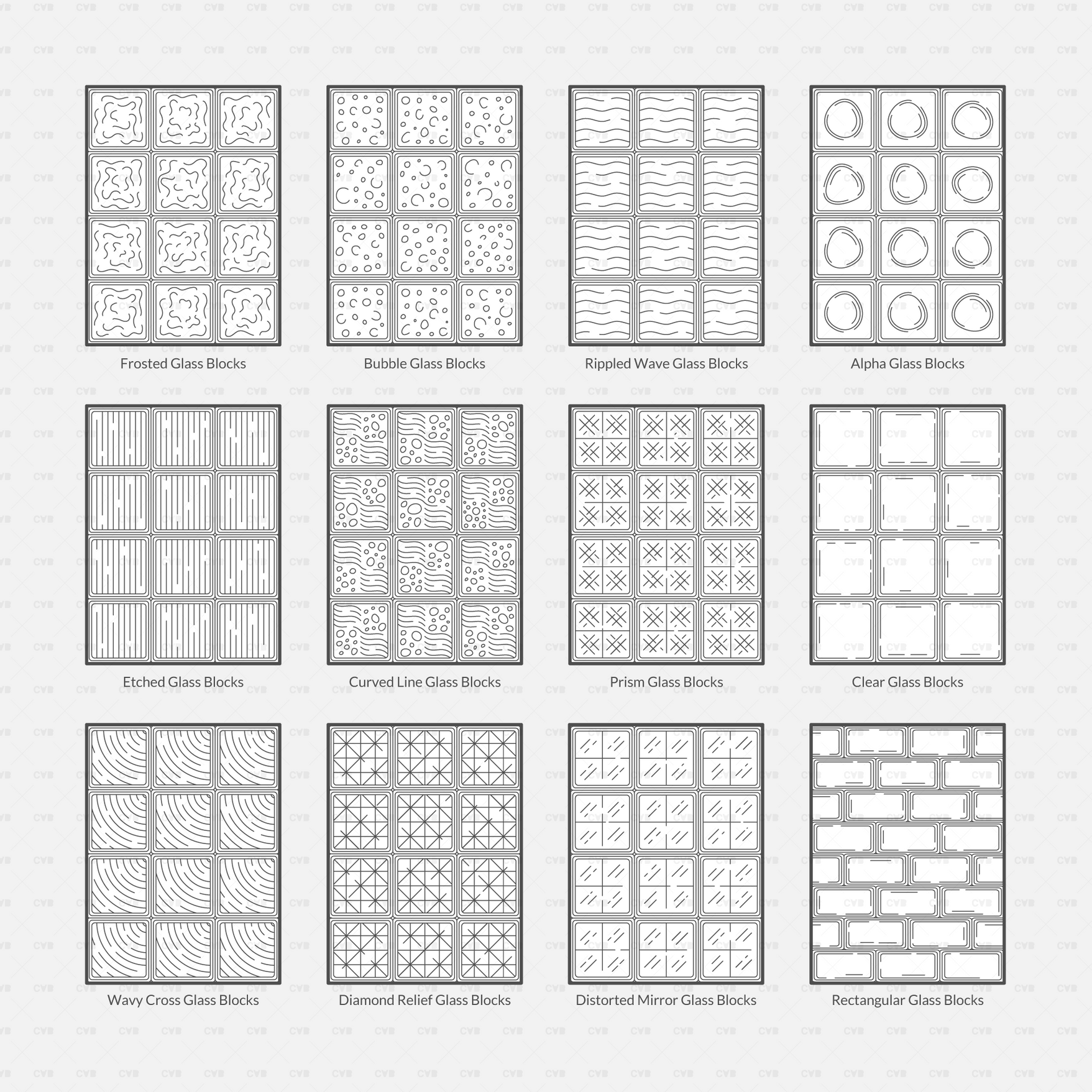 Vector Illustrator Pattern – Glass Blocks | CADasBuilt – cadasbuilt