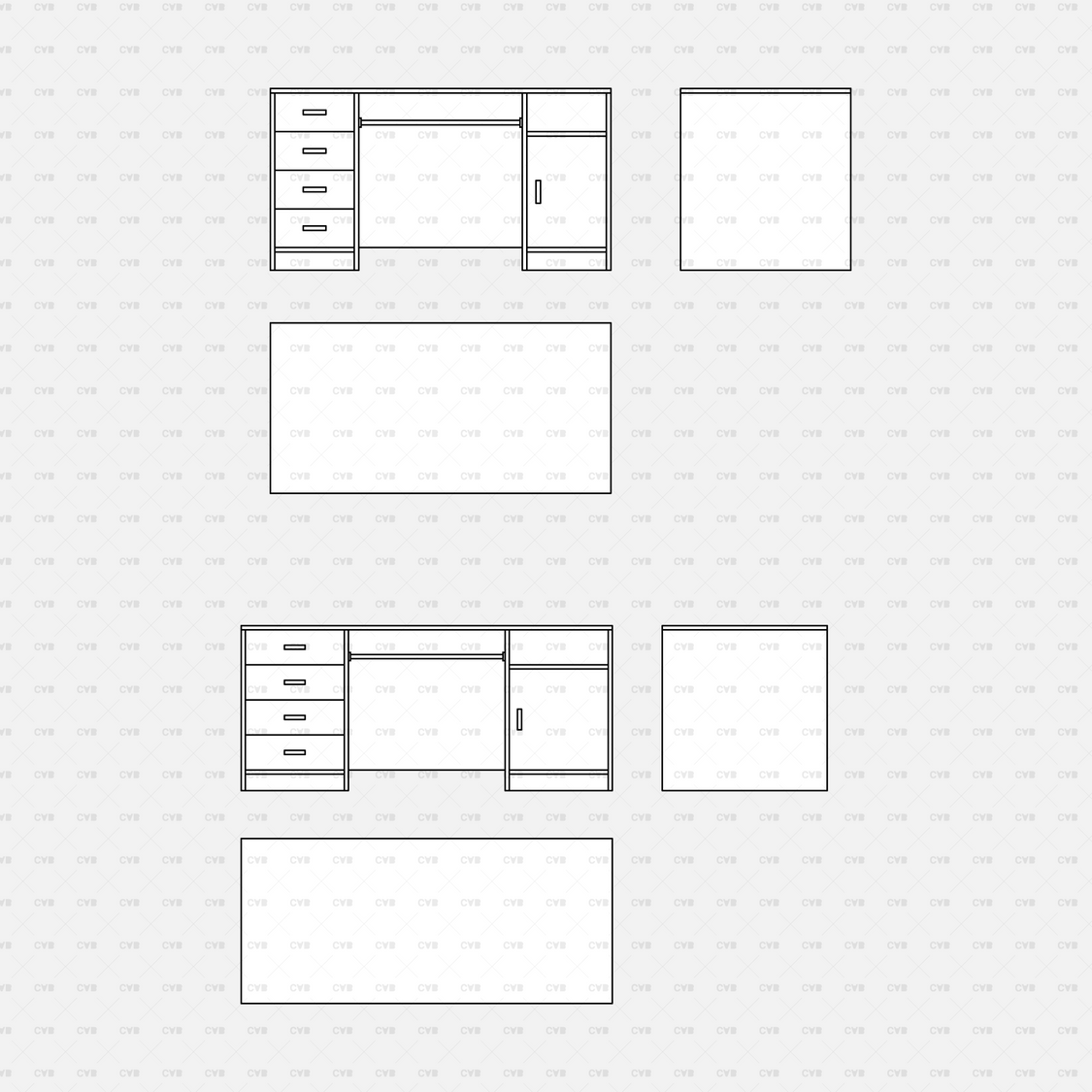 Download CAD Dynamic Blocks and Vector Individual Desks | CADasBuilt ...