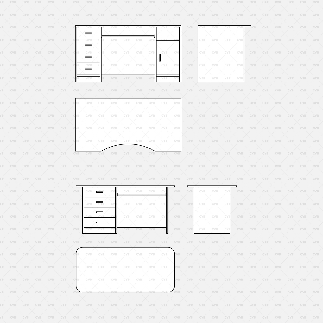 Download CAD Dynamic Blocks and Vector Individual Desks | CADasBuilt ...