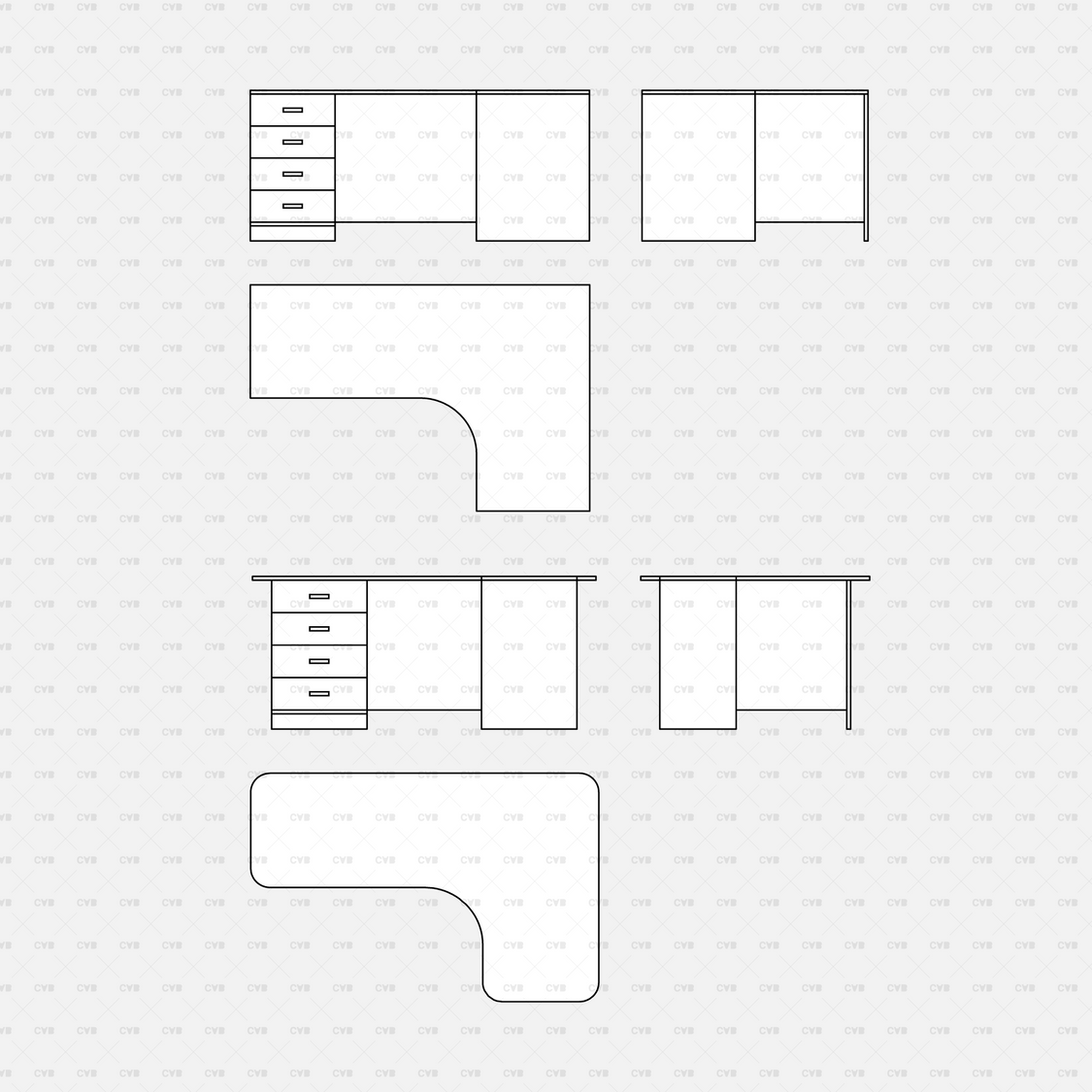 Download CAD Dynamic Blocks and Vector Individual Desks | CADasBuilt ...