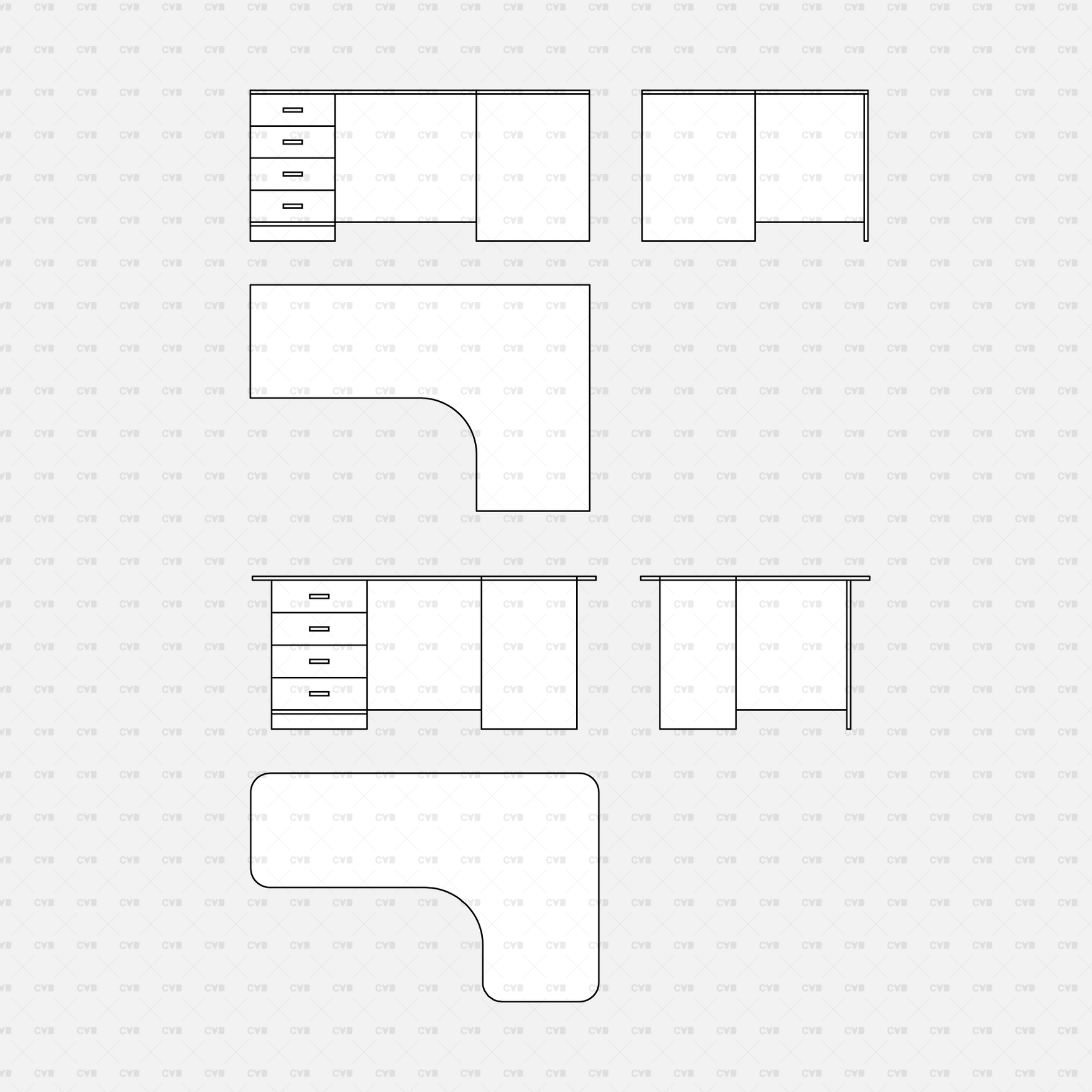 Download CAD Dynamic Blocks and Vector Individual Desks | CADasBuilt ...