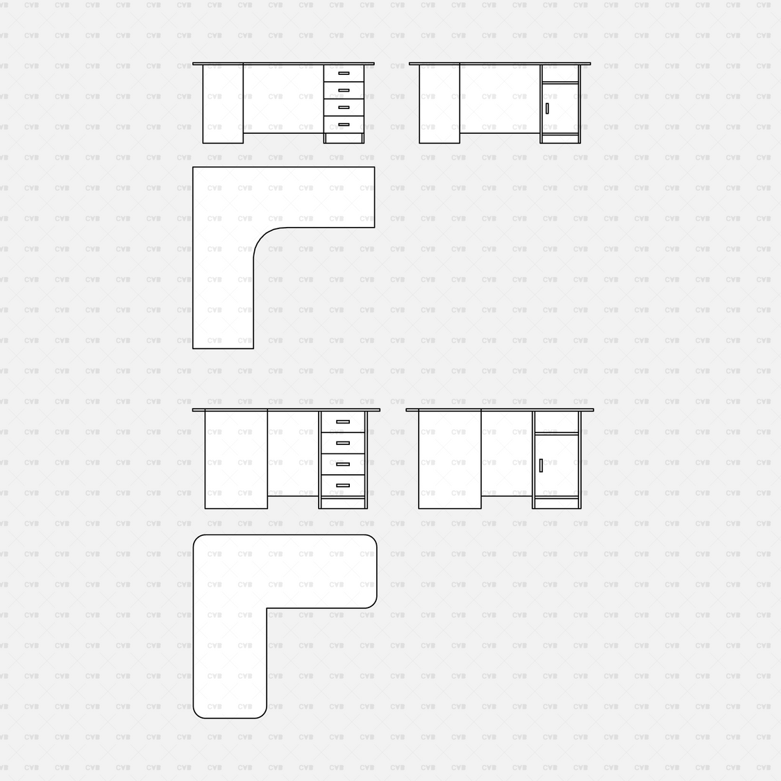 Download CAD Dynamic Blocks and Vector Individual Desks | CADasBuilt ...