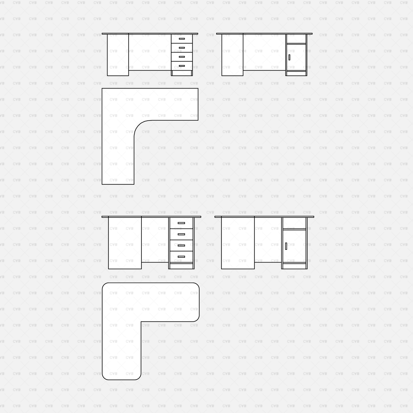 Download CAD Dynamic Blocks and Vector Individual Desks | CADasBuilt ...