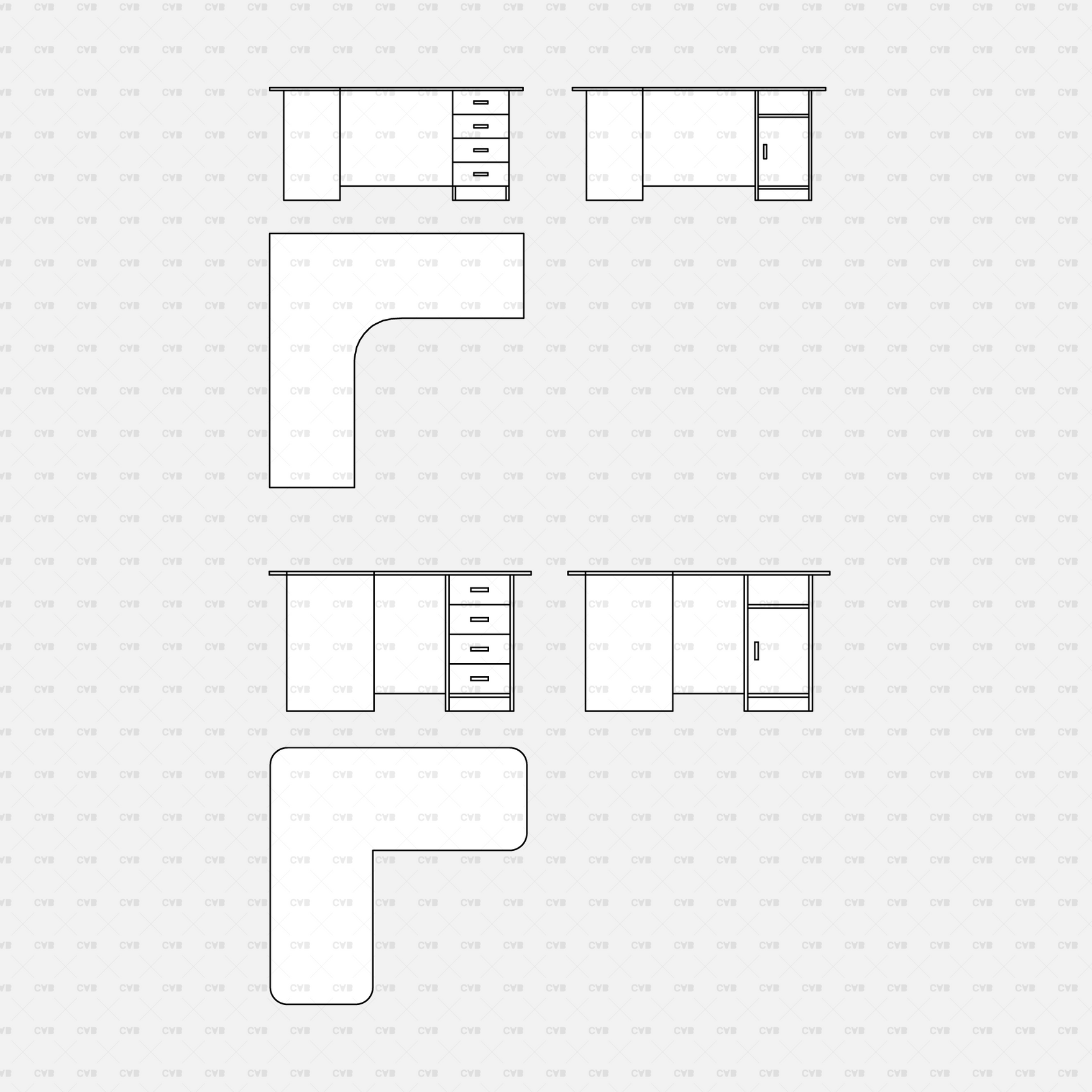 Download CAD Dynamic Blocks and Vector Individual Desks | CADasBuilt ...