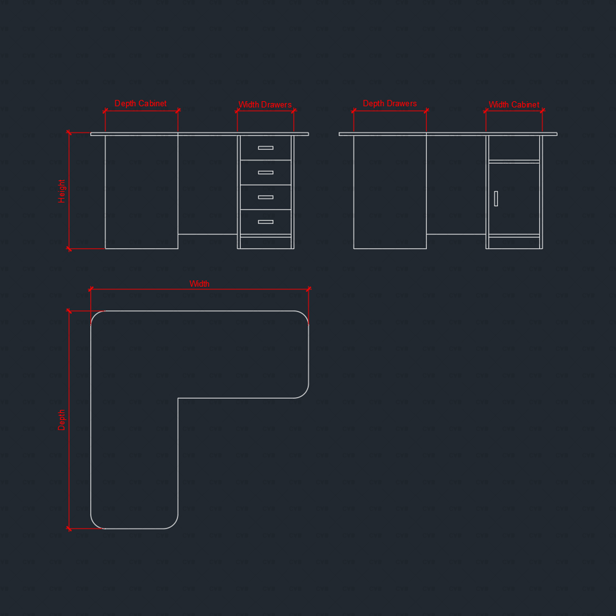 Download CAD Dynamic Blocks and Vector Individual Desks | CADasBuilt ...