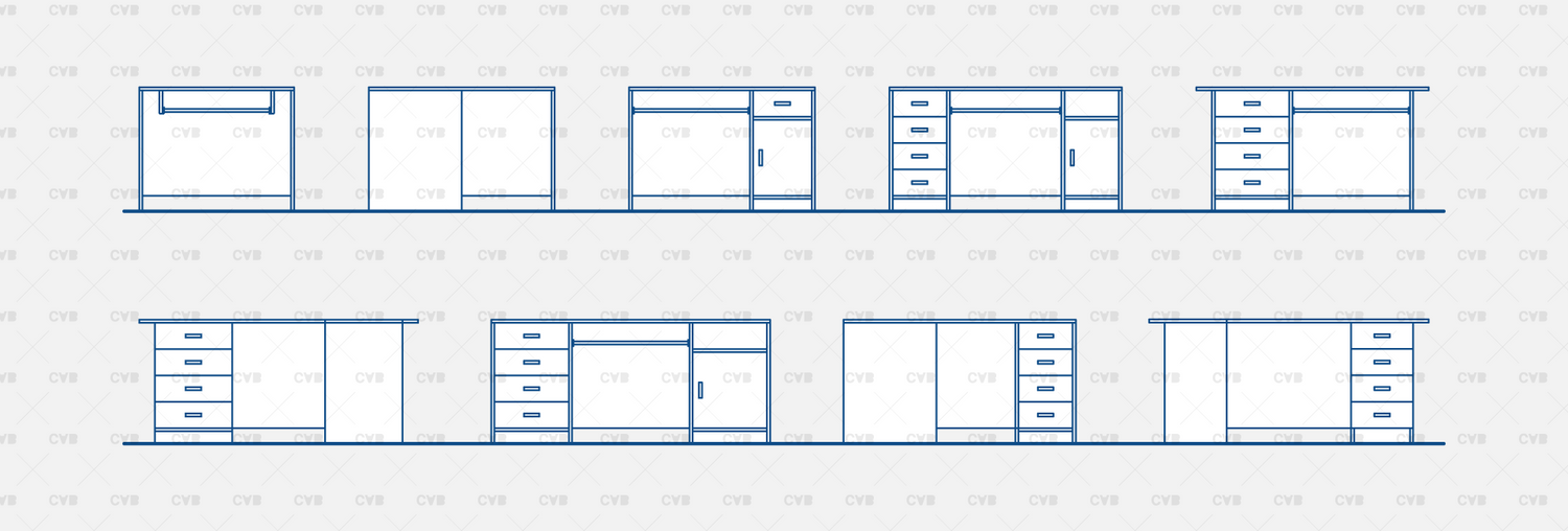 Download CAD Dynamic Blocks and Vector Individual Desks | CADasBuilt ...