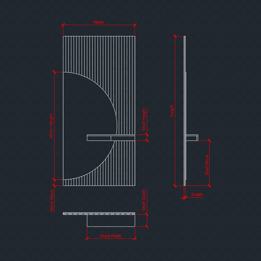 Download DYNAMIC CAD BLOCKS Wall Mirrors | CADasBuilt – cadasbuilt