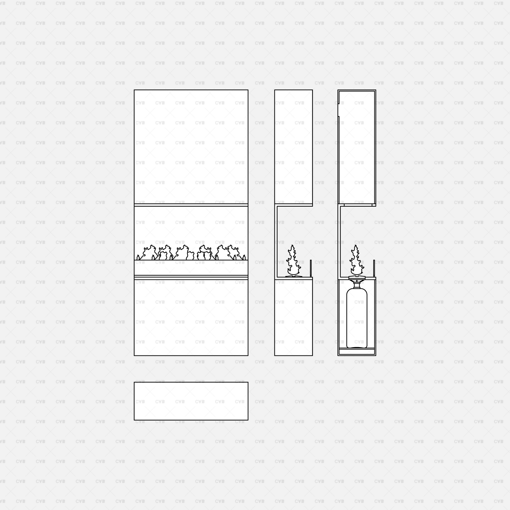 Download CAD Dynamic Blocks and Vector Modern Fireplaces | CADasBuilt ...