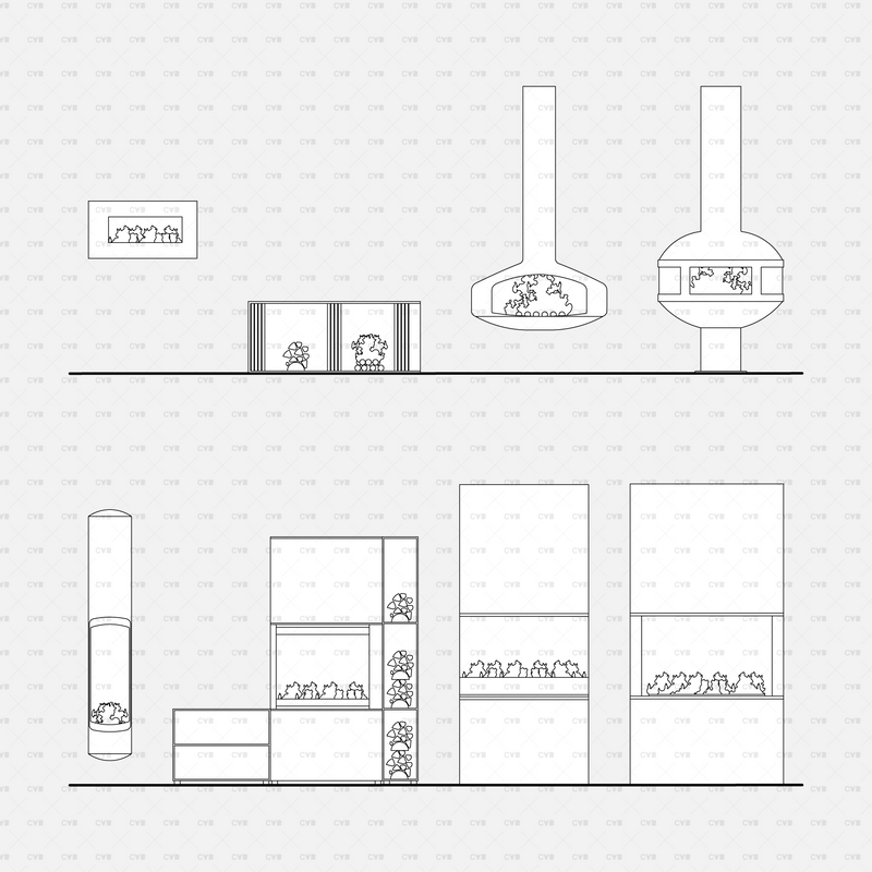 Download CAD Dynamic Blocks and Vector Modern Fireplaces | CADasBuilt ...