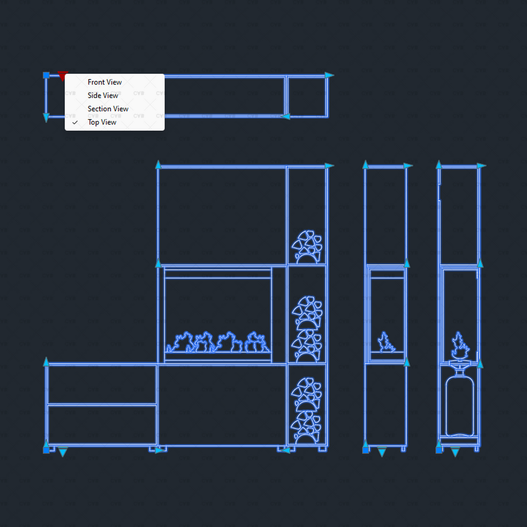 Download CAD Dynamic Blocks and Vector Modern Fireplaces | CADasBuilt ...