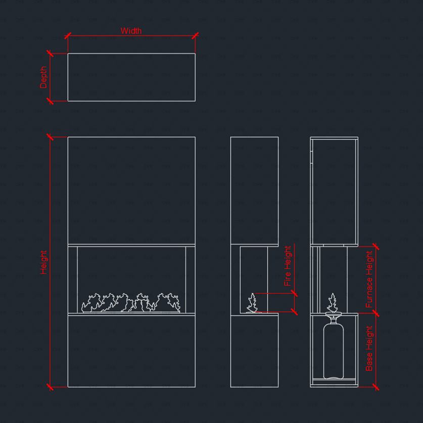 Download CAD Dynamic Blocks and Vector Modern Fireplaces | CADasBuilt ...
