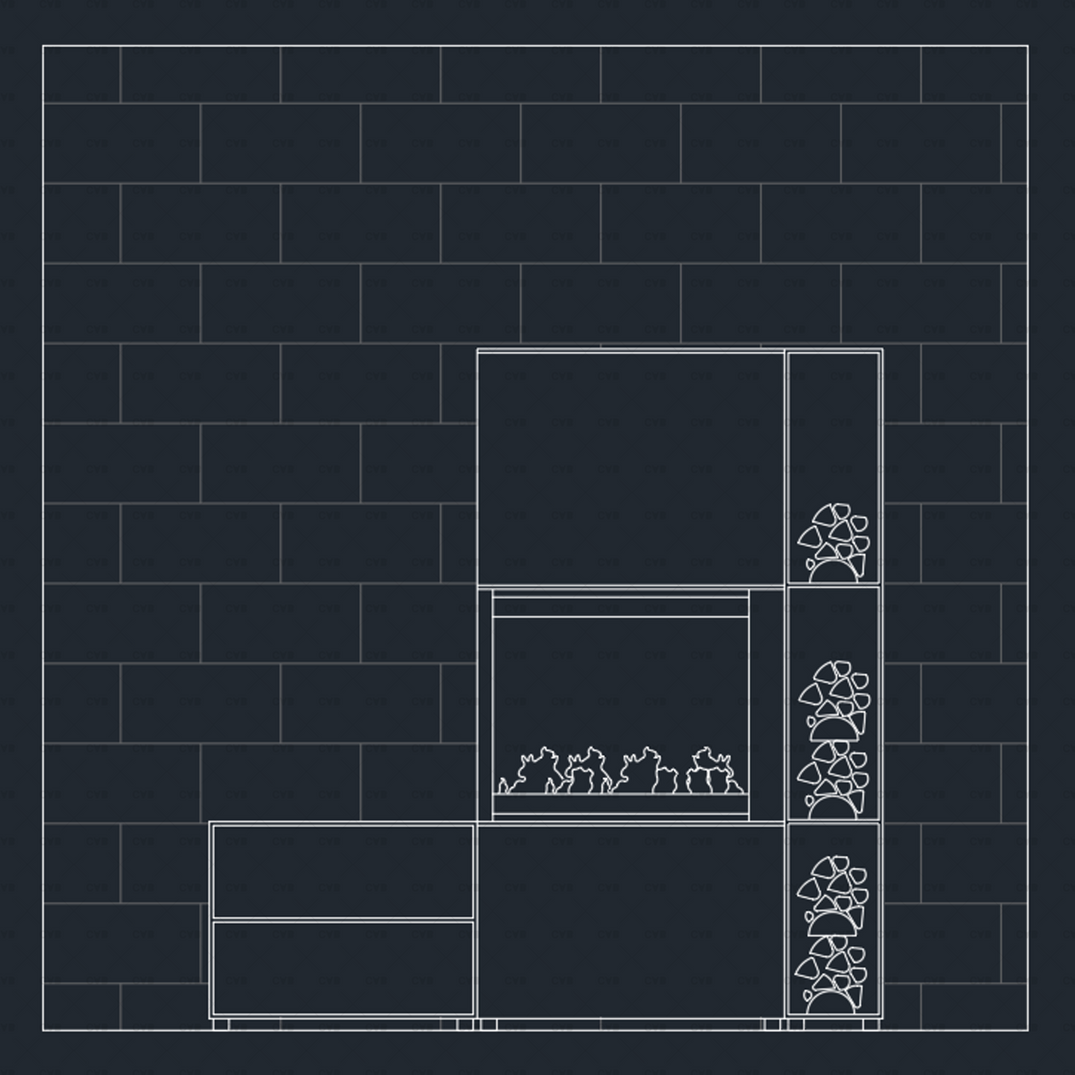 Download CAD Dynamic Blocks and Vector Modern Fireplaces | CADasBuilt ...