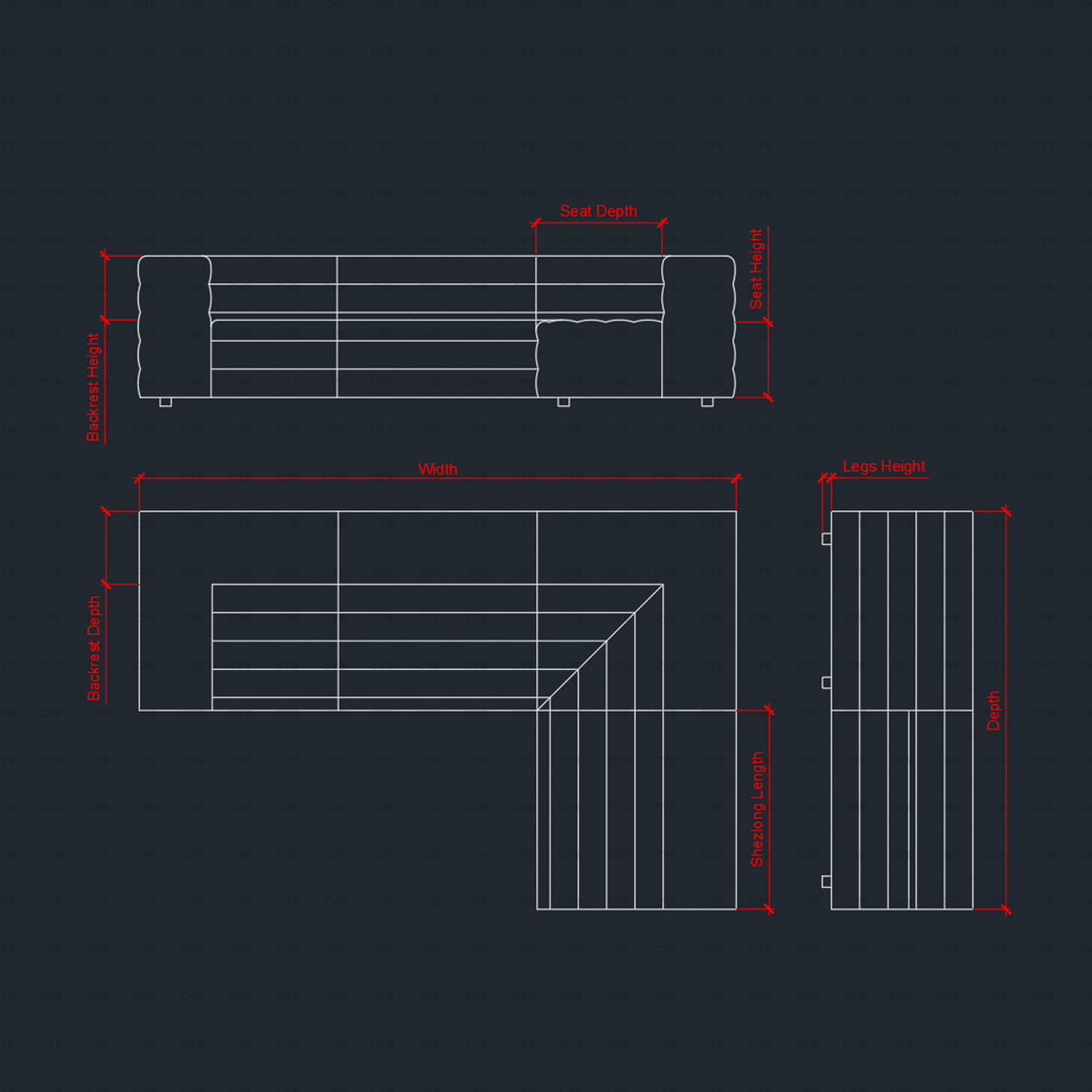 Download CAD Dynamic Blocks and Vector Modular Sofa 03 | CADasBuilt ...