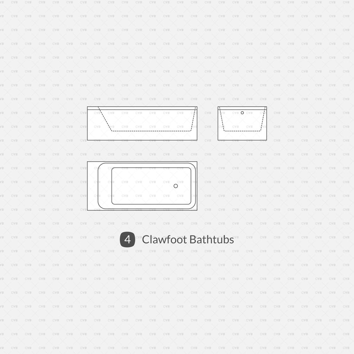 Download Dynamic CAD Blocks Bathtubs | CADasBuilt – cadasbuilt