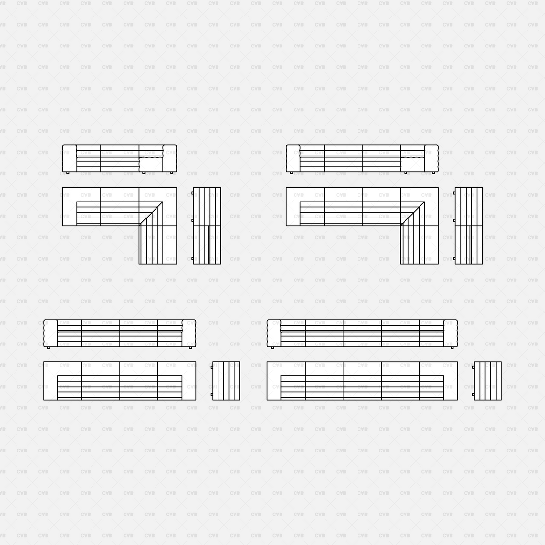 Download CAD Dynamic Blocks and Vector Modular Sofa 03 | CADasBuilt ...
