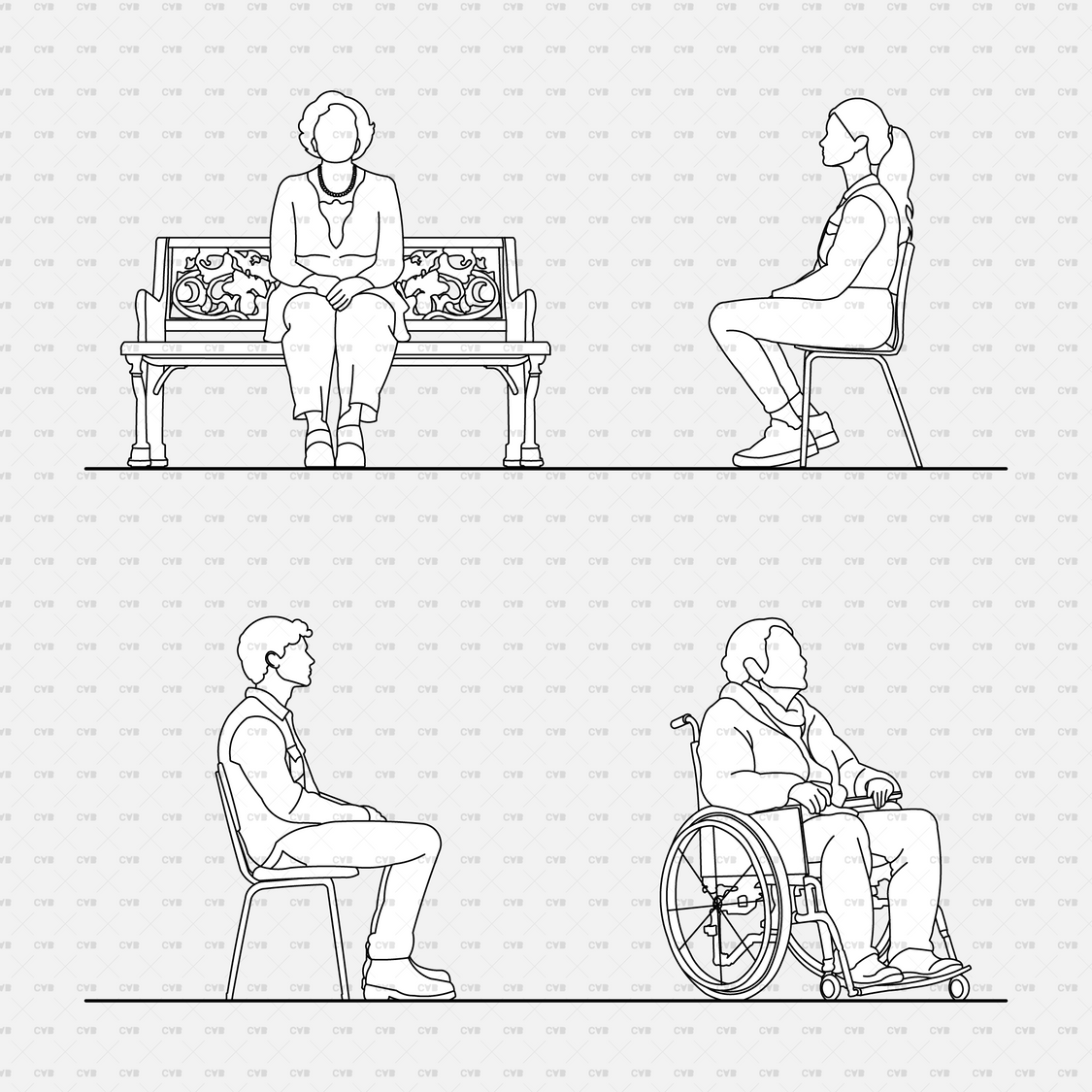 CAD Blocks and Vector People Sitting – cadasbuilt