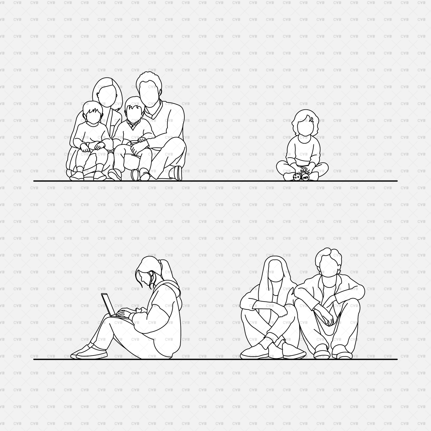 CAD Blocks and Vector People Sitting – cadasbuilt