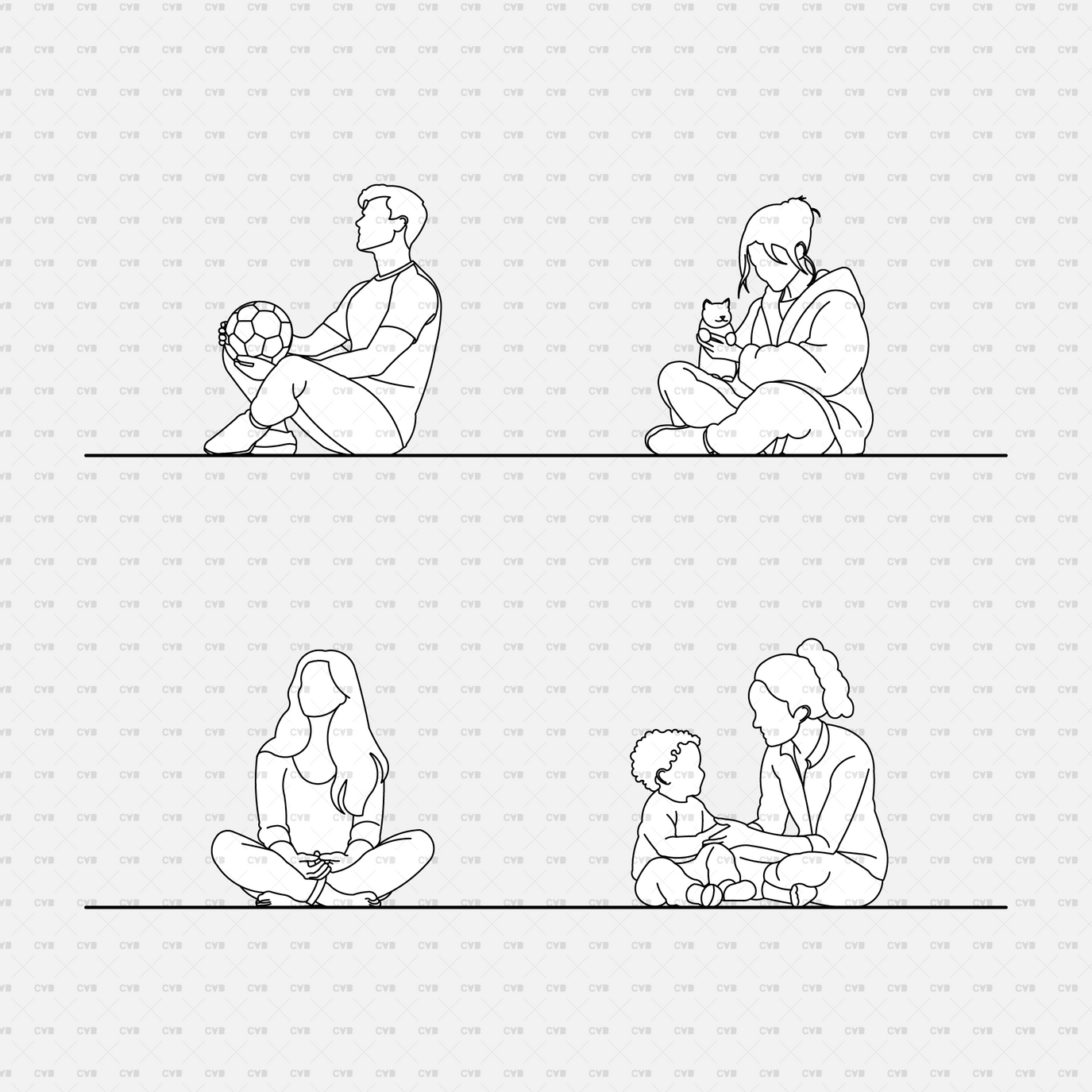 CAD Blocks and Vector People Sitting – cadasbuilt