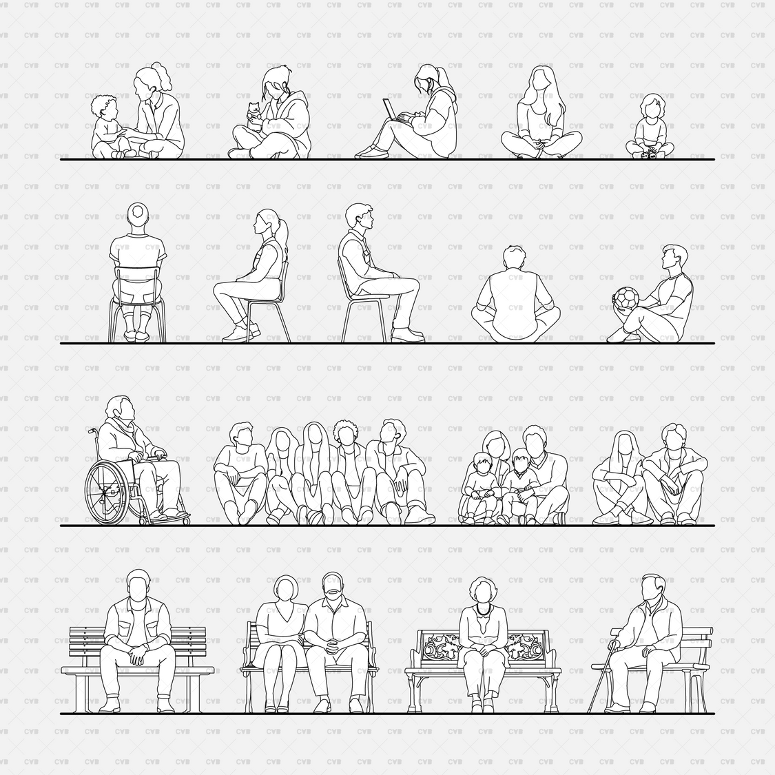 CAD Blocks and Vector People Sitting – cadasbuilt