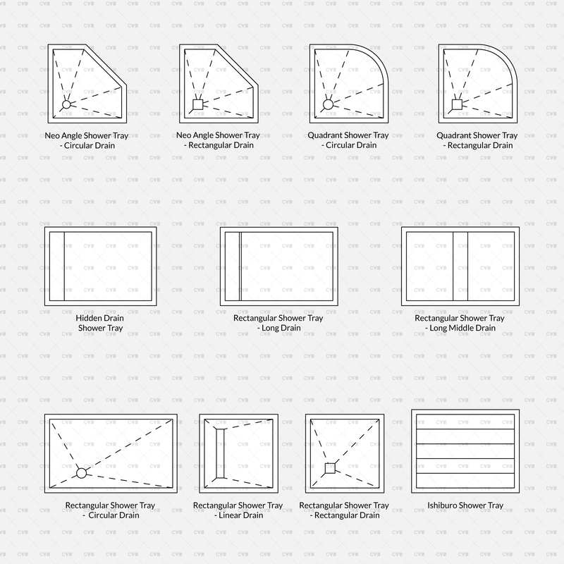 Download Dynamic CAD Blocks Shower Trays | CADasBuilt – cadasbuilt