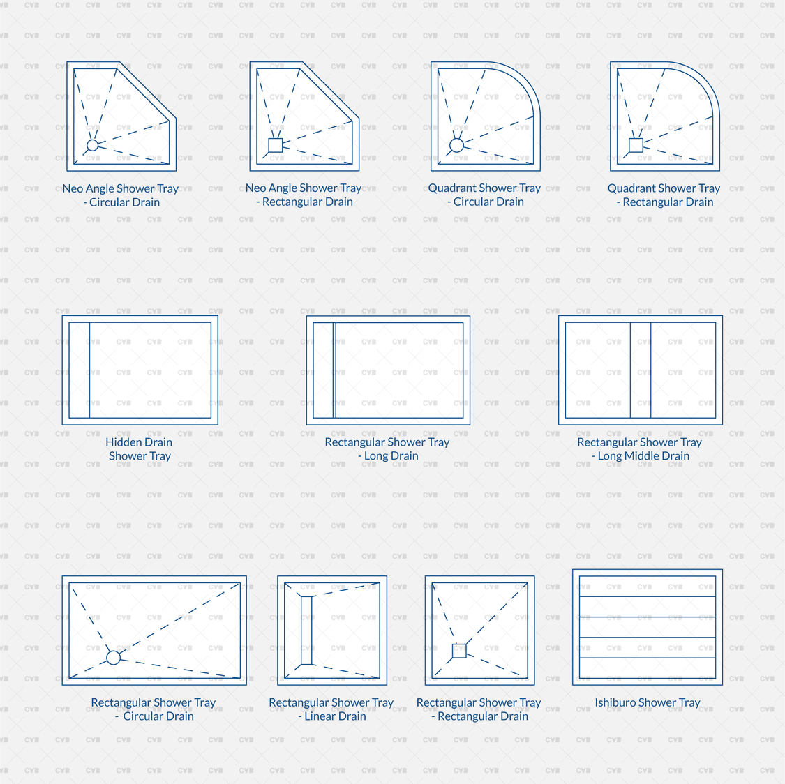 Download Dynamic CAD Blocks Shower Trays | CADasBuilt – cadasbuilt