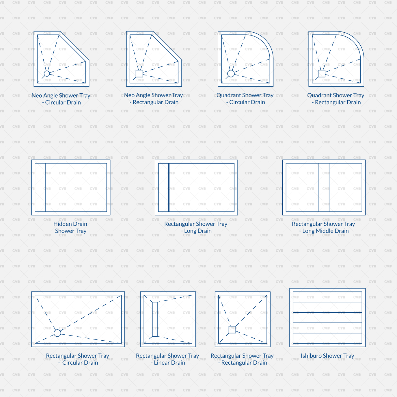 Download Dynamic CAD Blocks Shower Trays | CADasBuilt – cadasbuilt