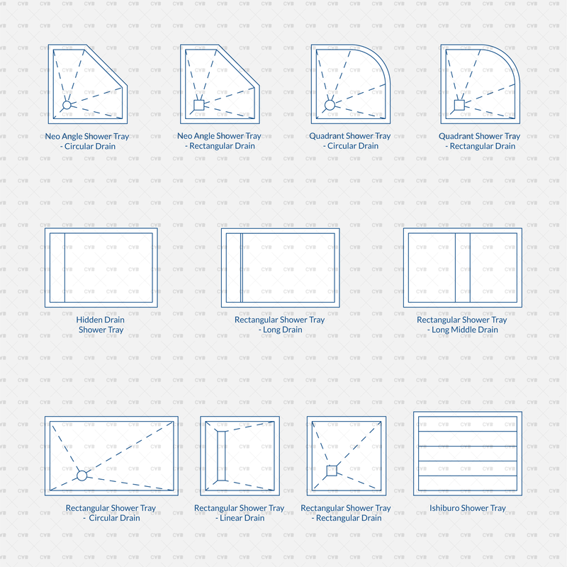 Download Dynamic CAD Blocks Shower Trays | CADasBuilt – cadasbuilt