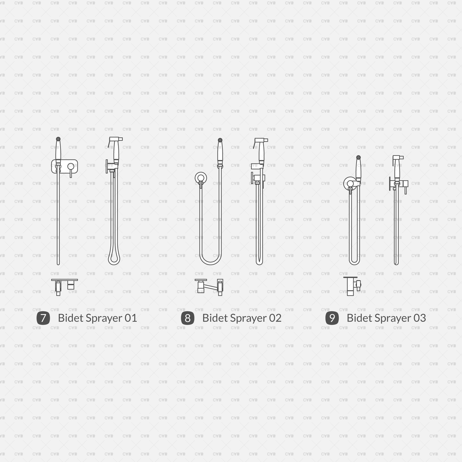 Bidet & Toilet CAD Blocks - Dynamic DWG + SVG – cadasbuilt