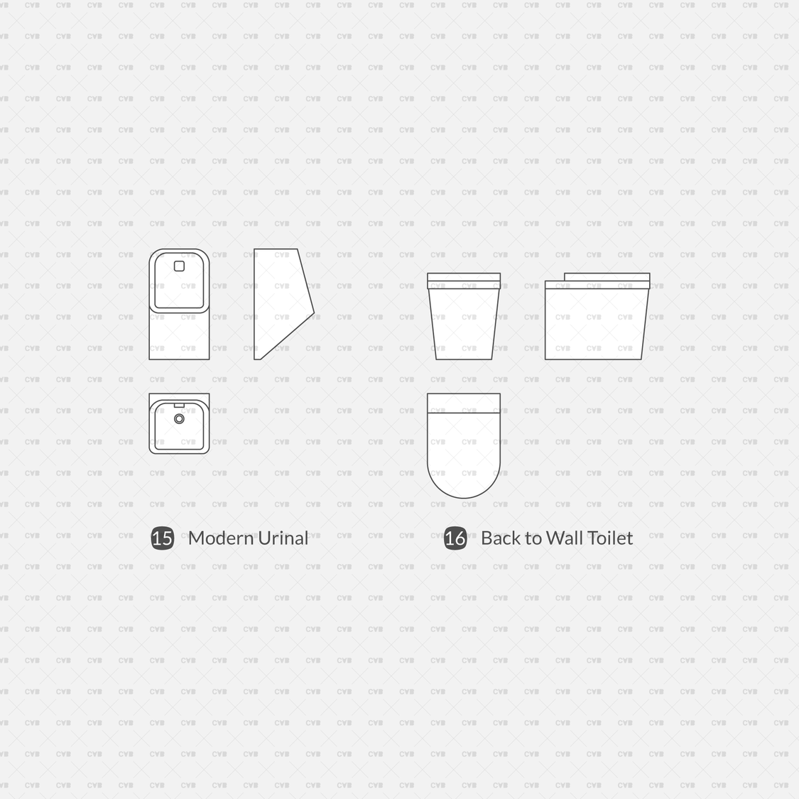 Bidet & Toilet CAD Blocks - Dynamic DWG + SVG – cadasbuilt