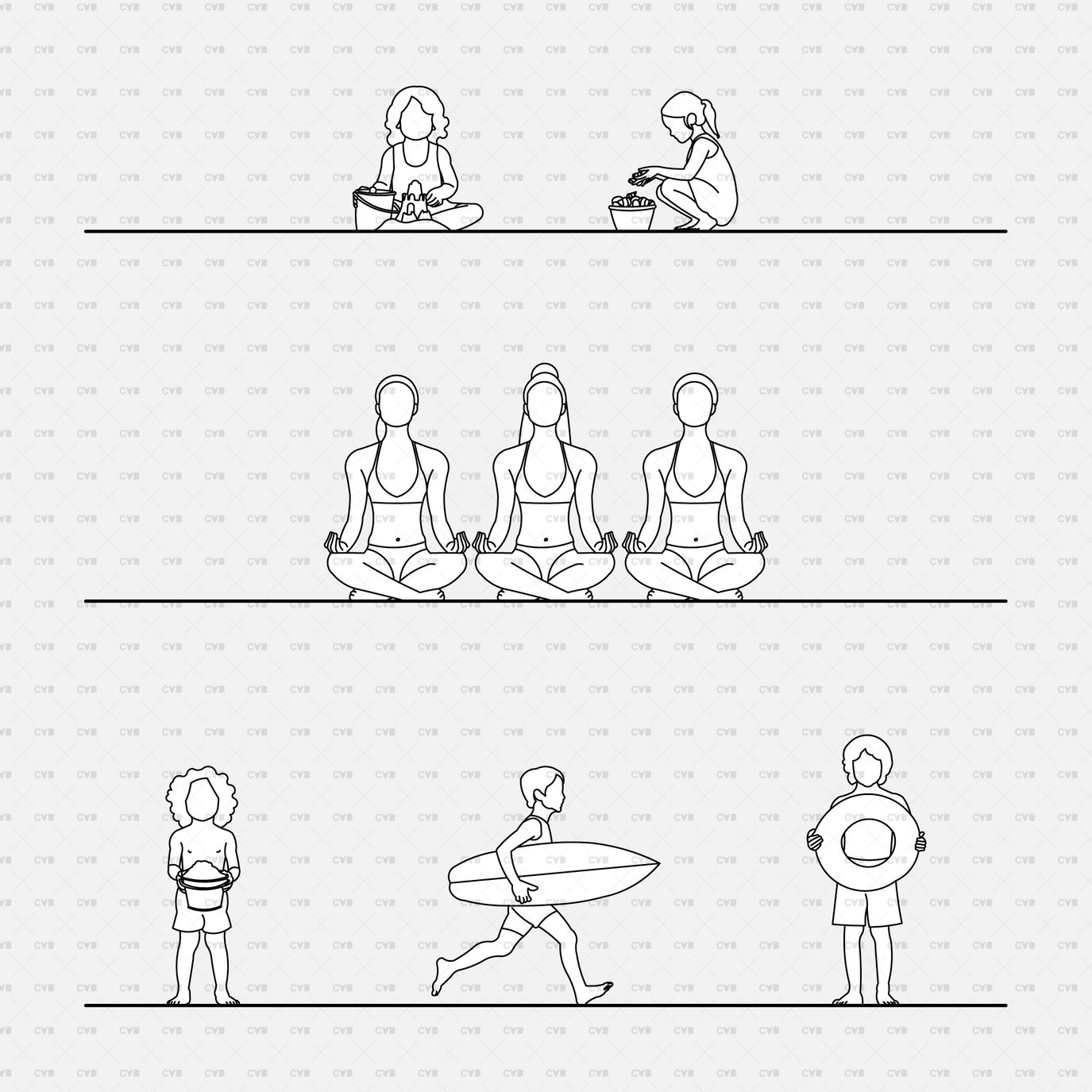CAD Blocks and Vector People at the Beach – cadasbuilt