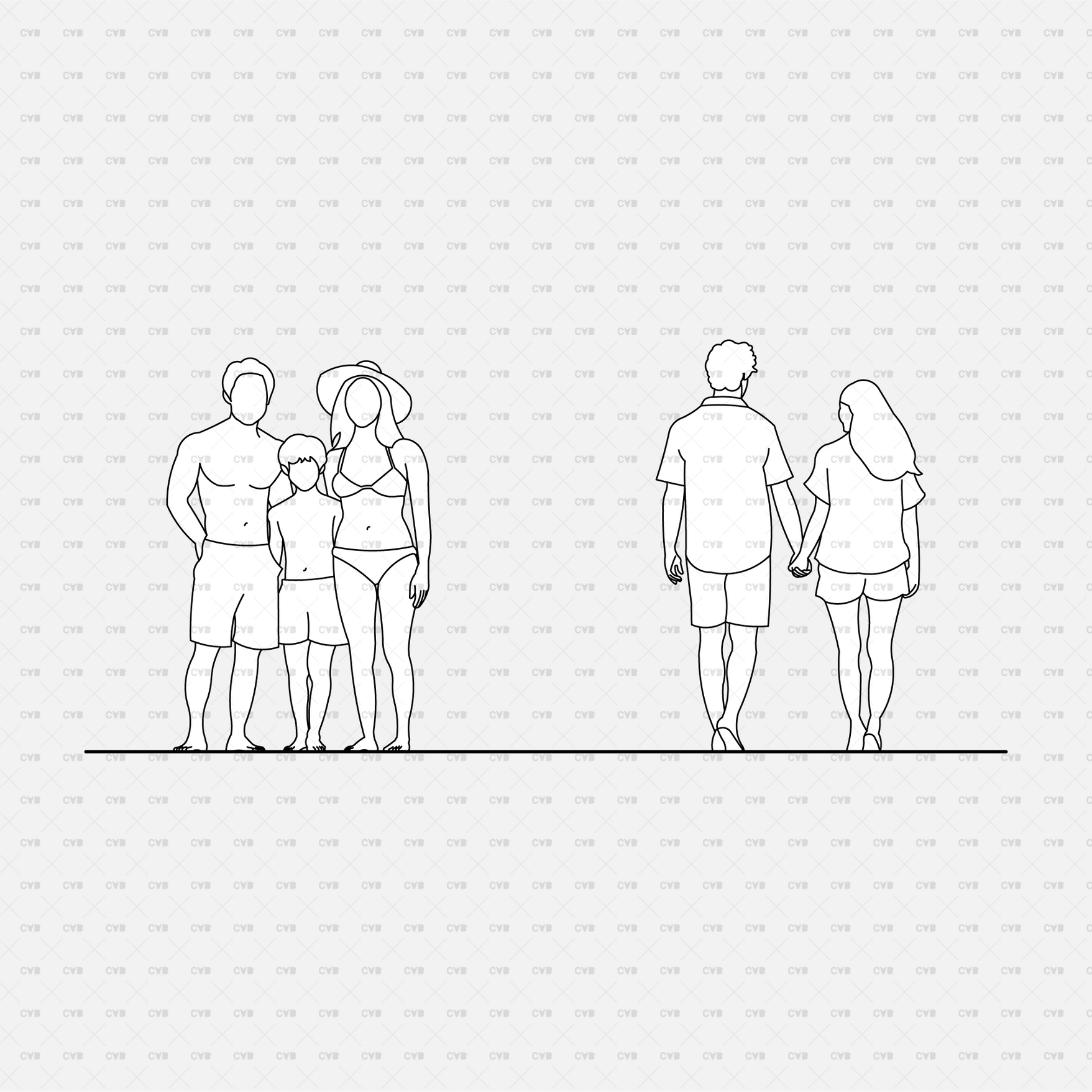 CAD Blocks and Vector People at the Beach – cadasbuilt