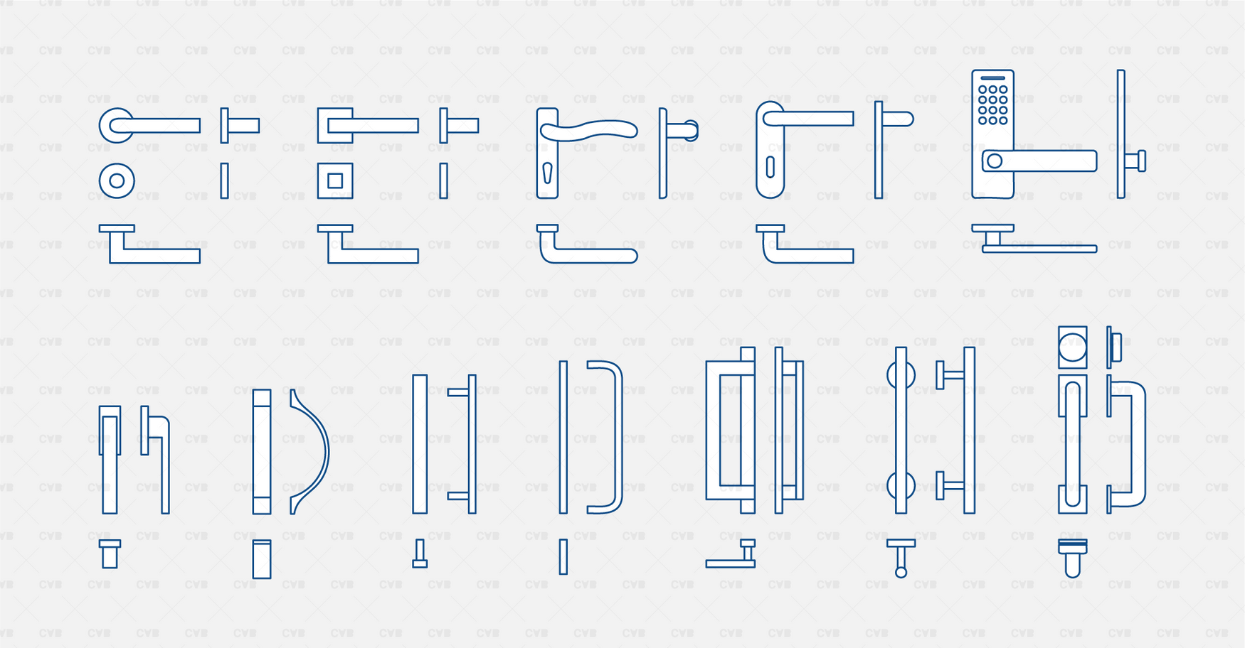 Download CAD Dynamic Blocks Door Handles | CADasBuilt – cadasbuilt