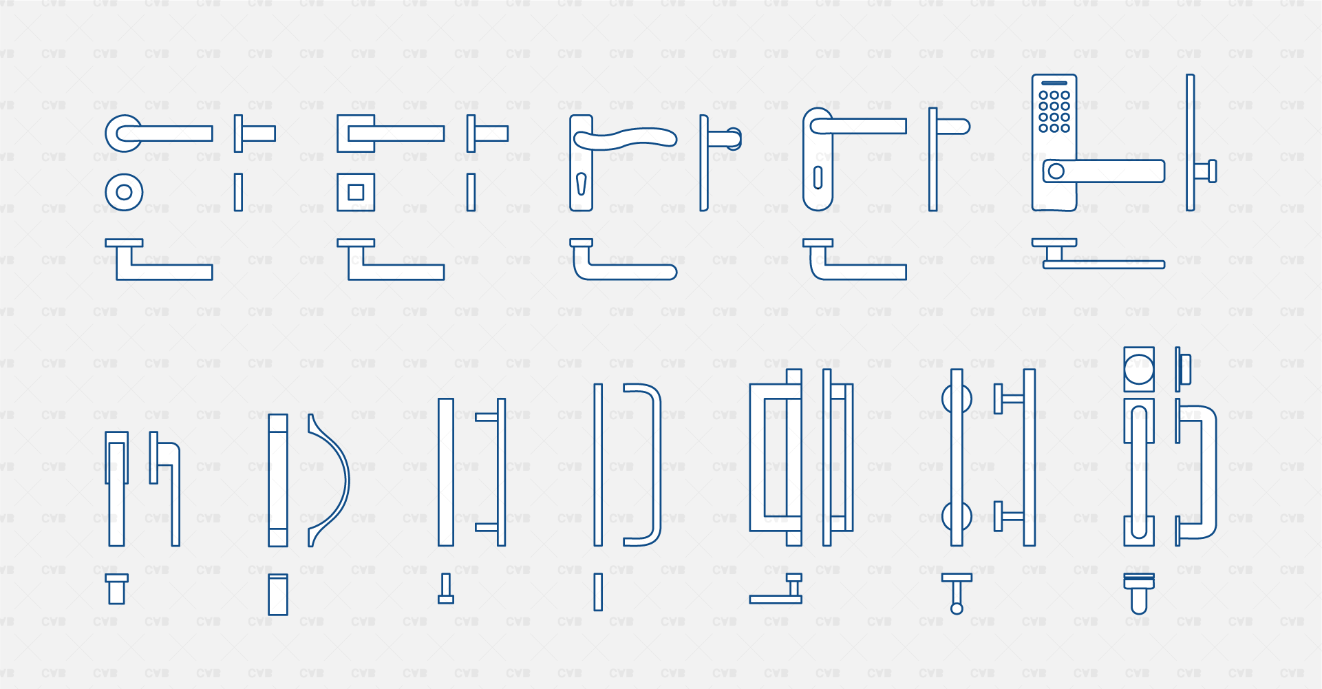 Download CAD Dynamic Blocks Door Handles | CADasBuilt – cadasbuilt