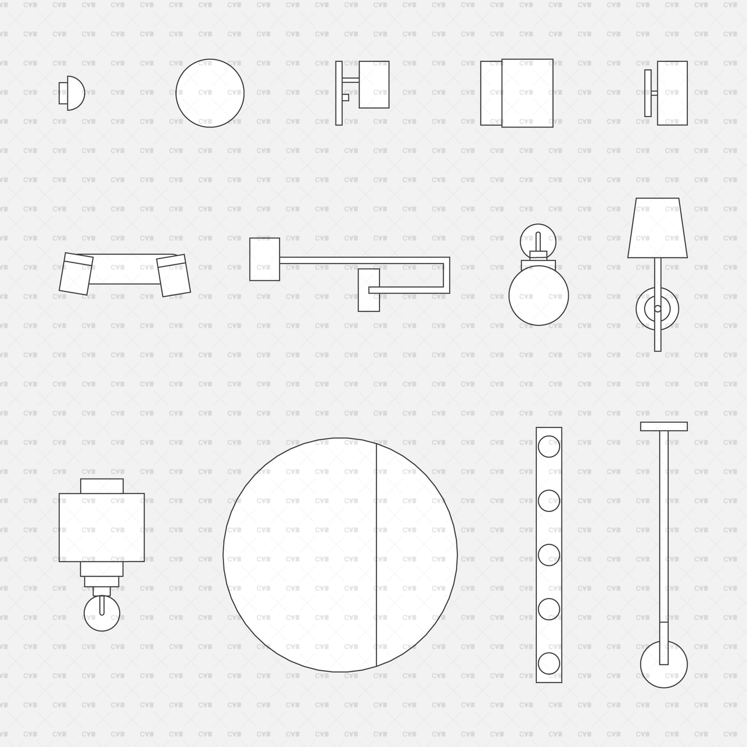Lighting CAD Blocks – Wall, Ceiling & Track Lamps | CADasBuilt – cadasbuilt
