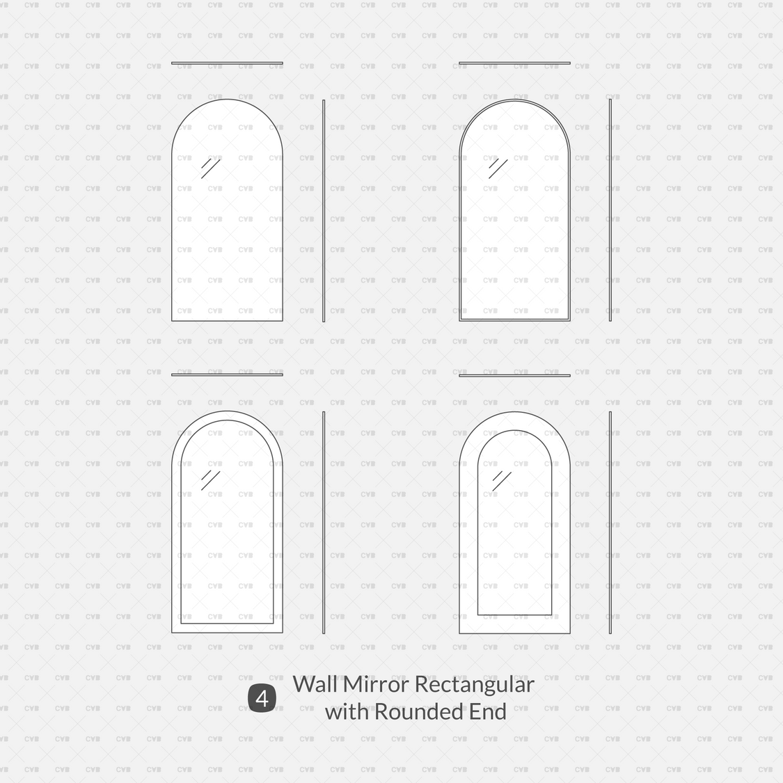 Download Wall Mirrors | DYNAMIC CAD BLOCKS | CADasBuilt – cadasbuilt