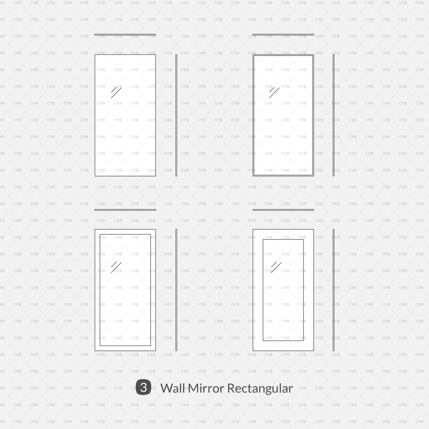 Download Wall Mirrors | DYNAMIC CAD BLOCKS | CADasBuilt – cadasbuilt